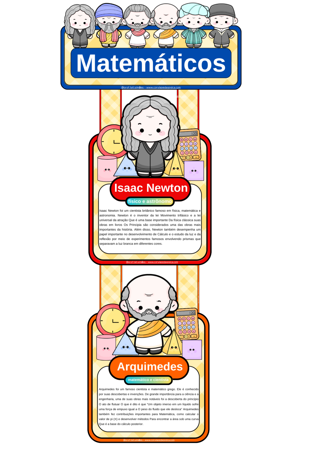 Grandes matemáticos - Pôster informativo