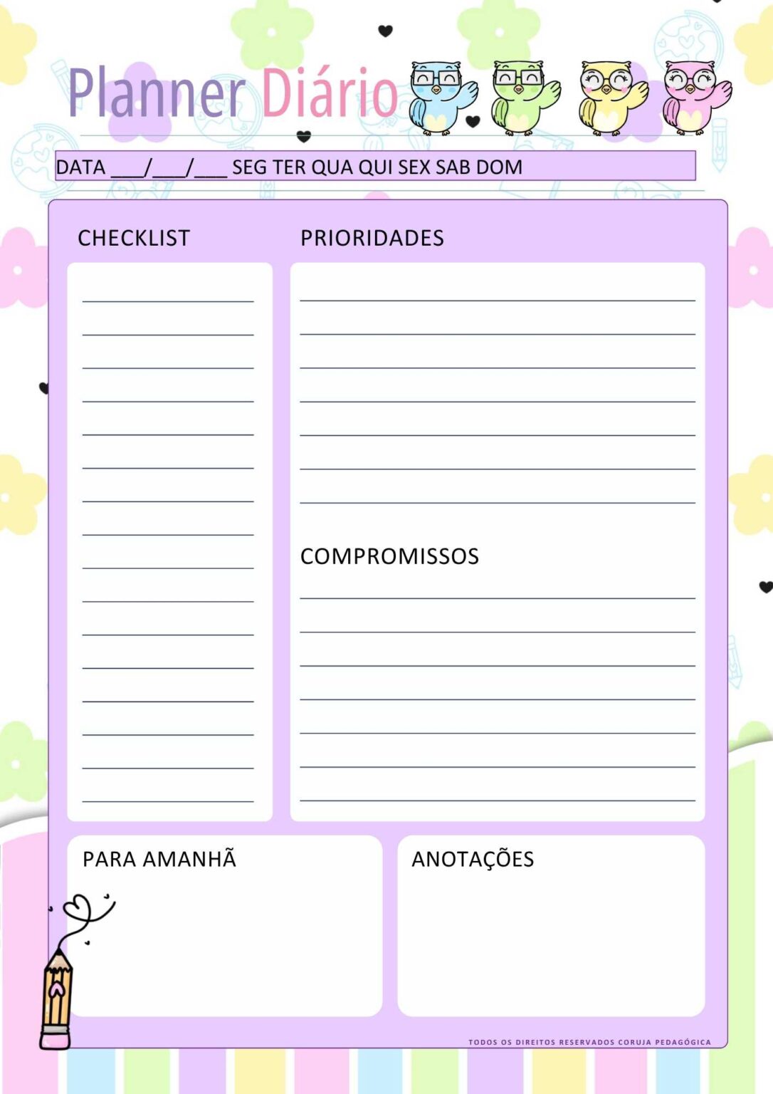 Planner Pedagógico 2026 para Professores – Edição Corujinha